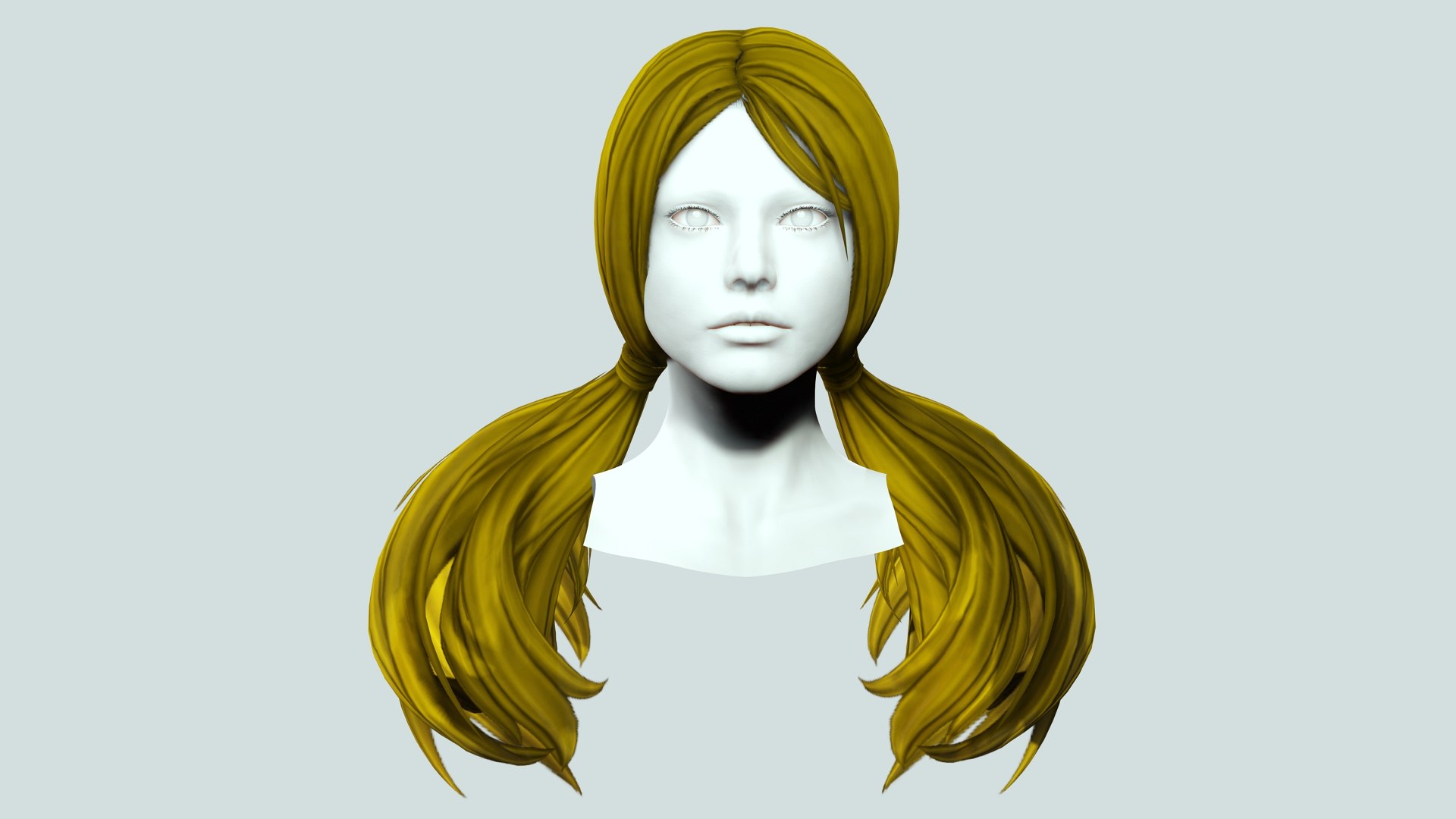3D Female Hair - Full Pigtail - TurboSquid 2226175