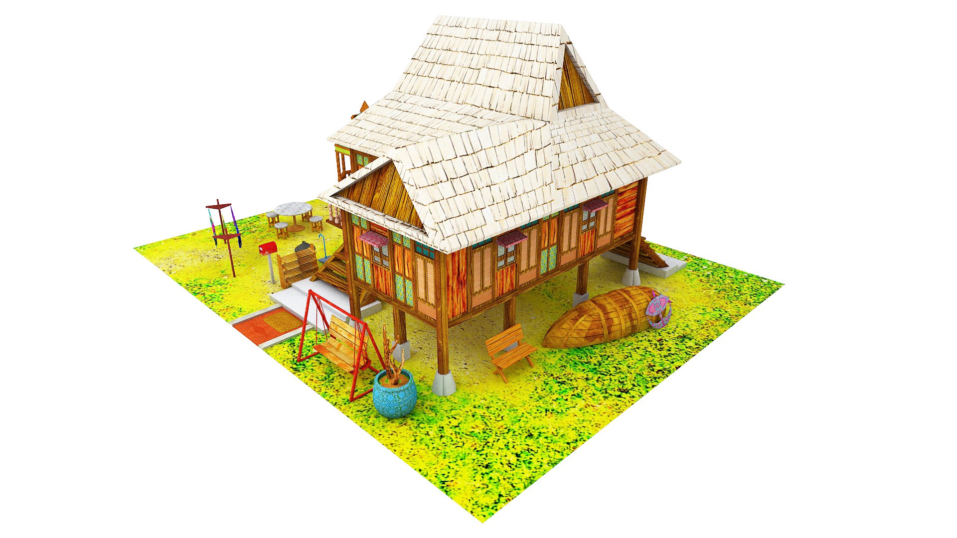 3D Cartoon Malay House Model - TurboSquid 1924808