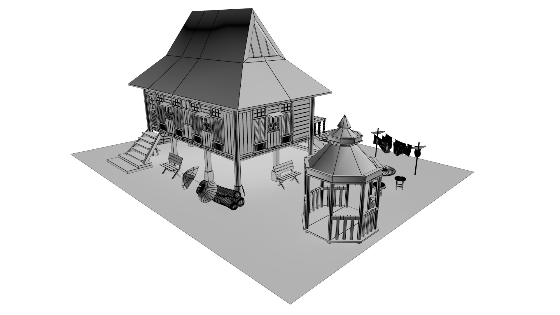 3D Cartoon Malay House Model - TurboSquid 1924808