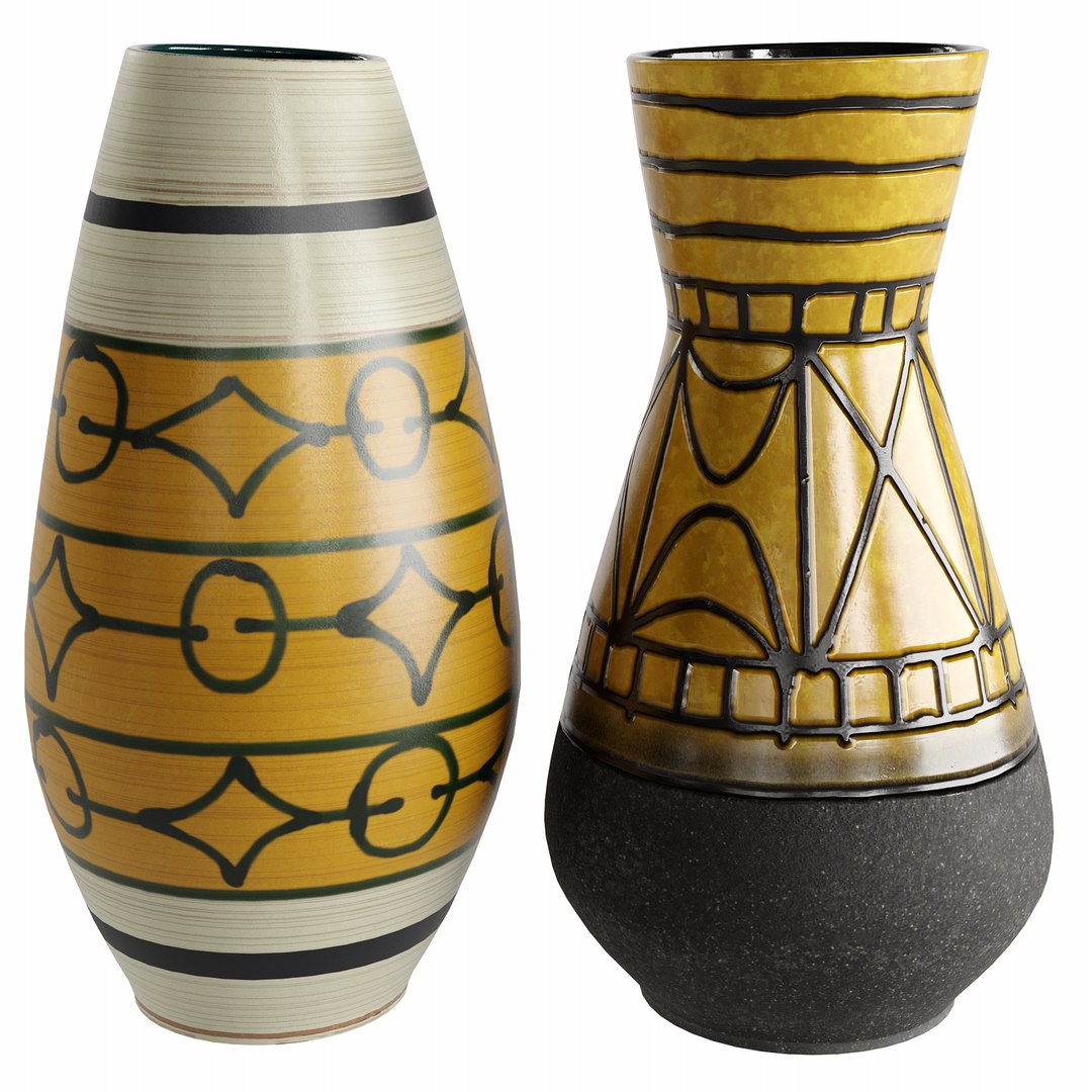Set Of 2 Fat Lava Pottery Vases Heinz Siery 3D Model - TurboSquid 2072886