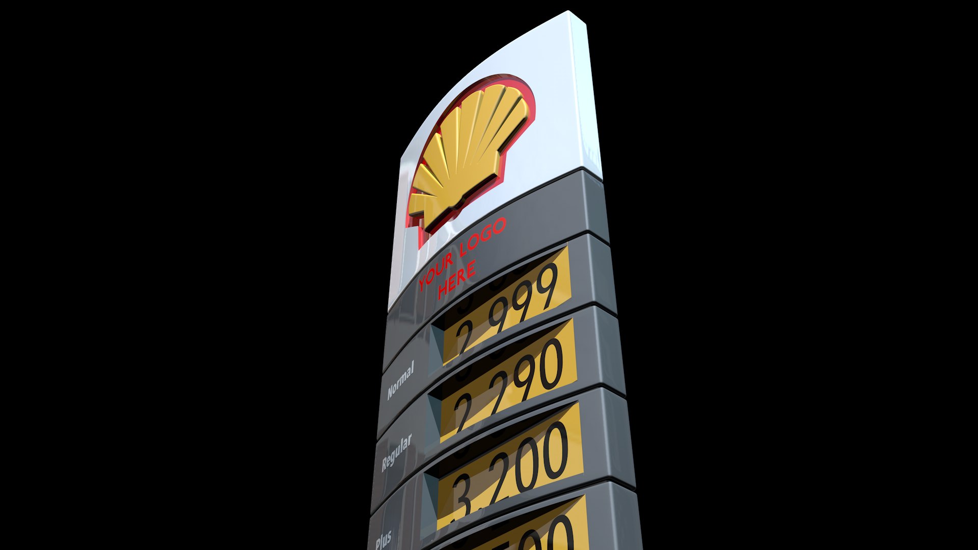 3d shell gas station totem