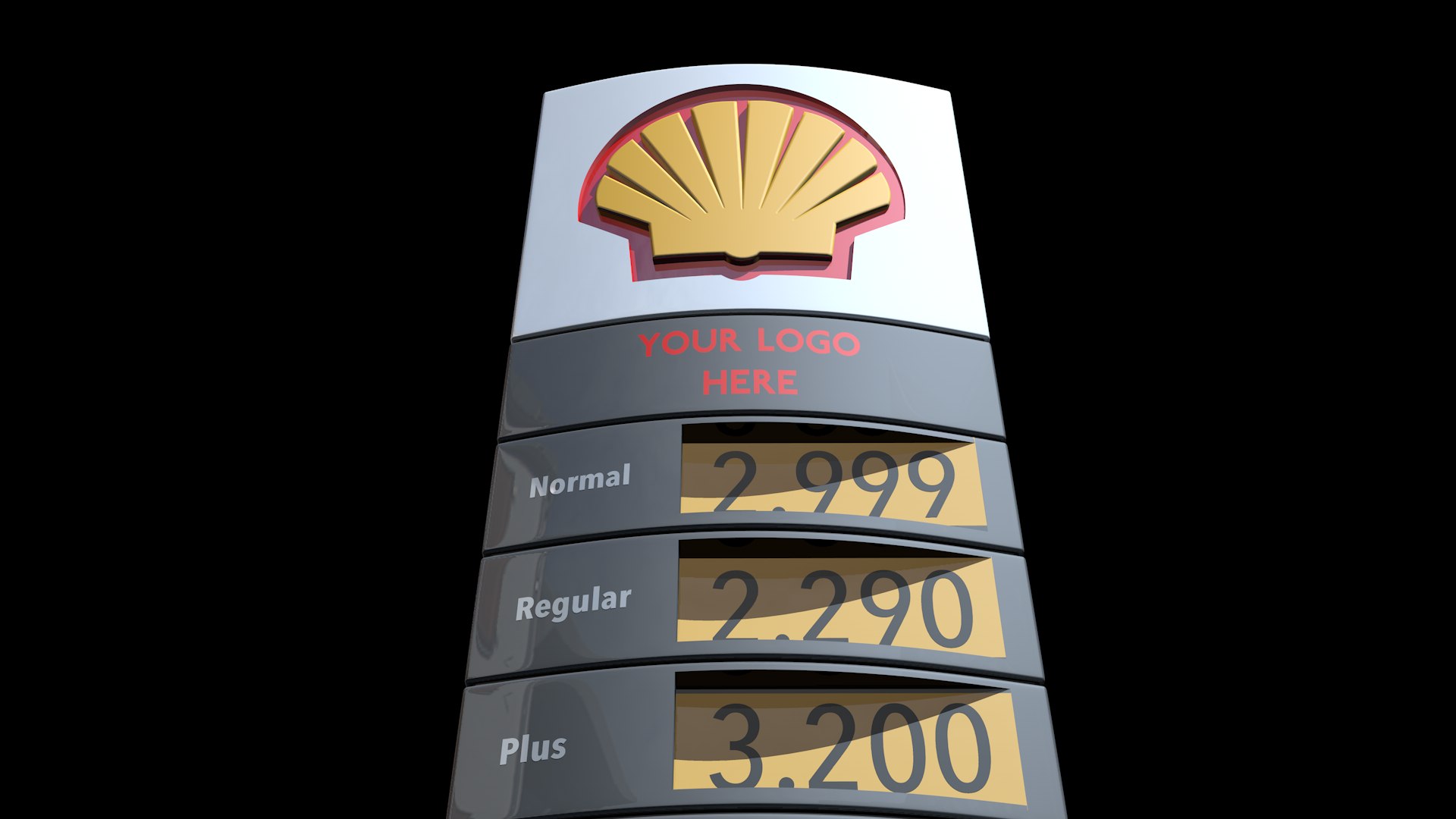 3d shell gas station totem