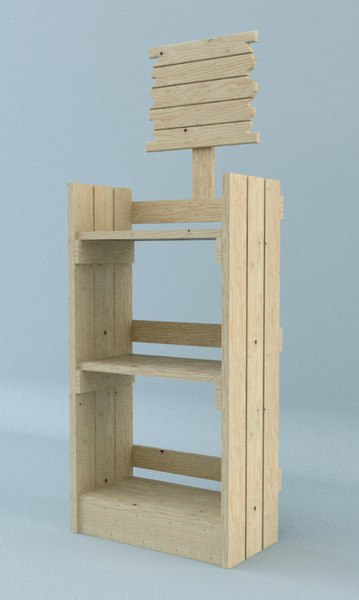 3d model of point-of-purchase wood display