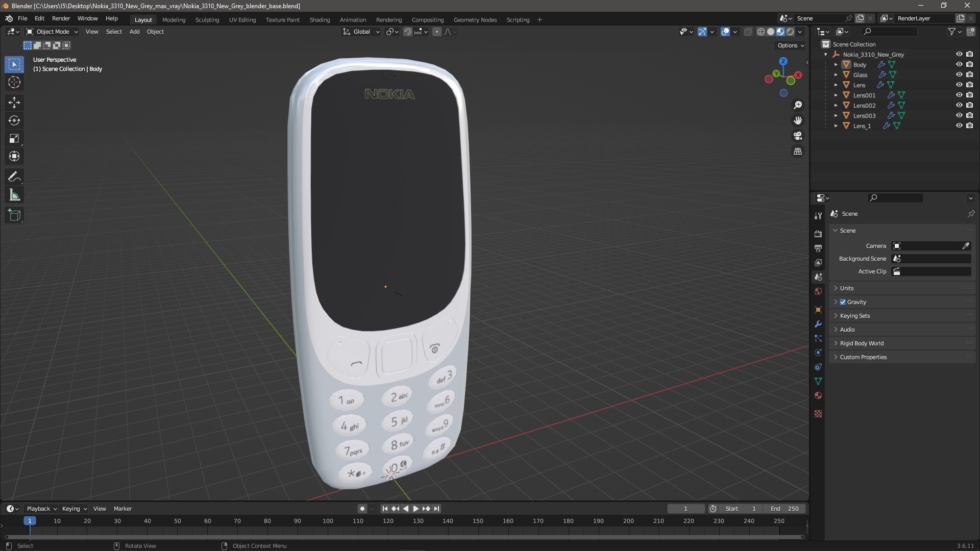 3D Nokia 3310 New Grey - TurboSquid 2269676