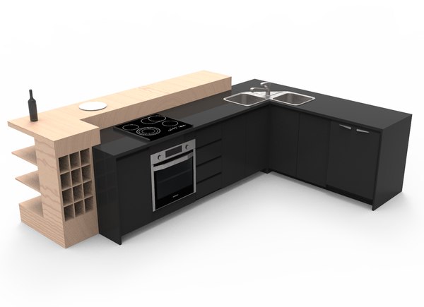 3d model kitchen island grill