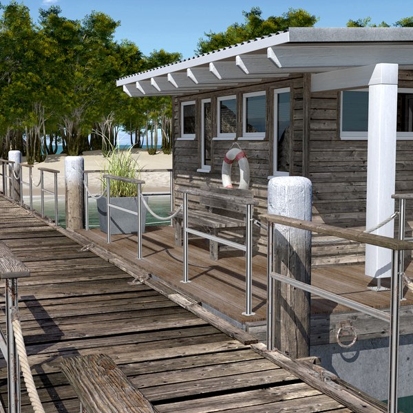 3d model modeled floating house
