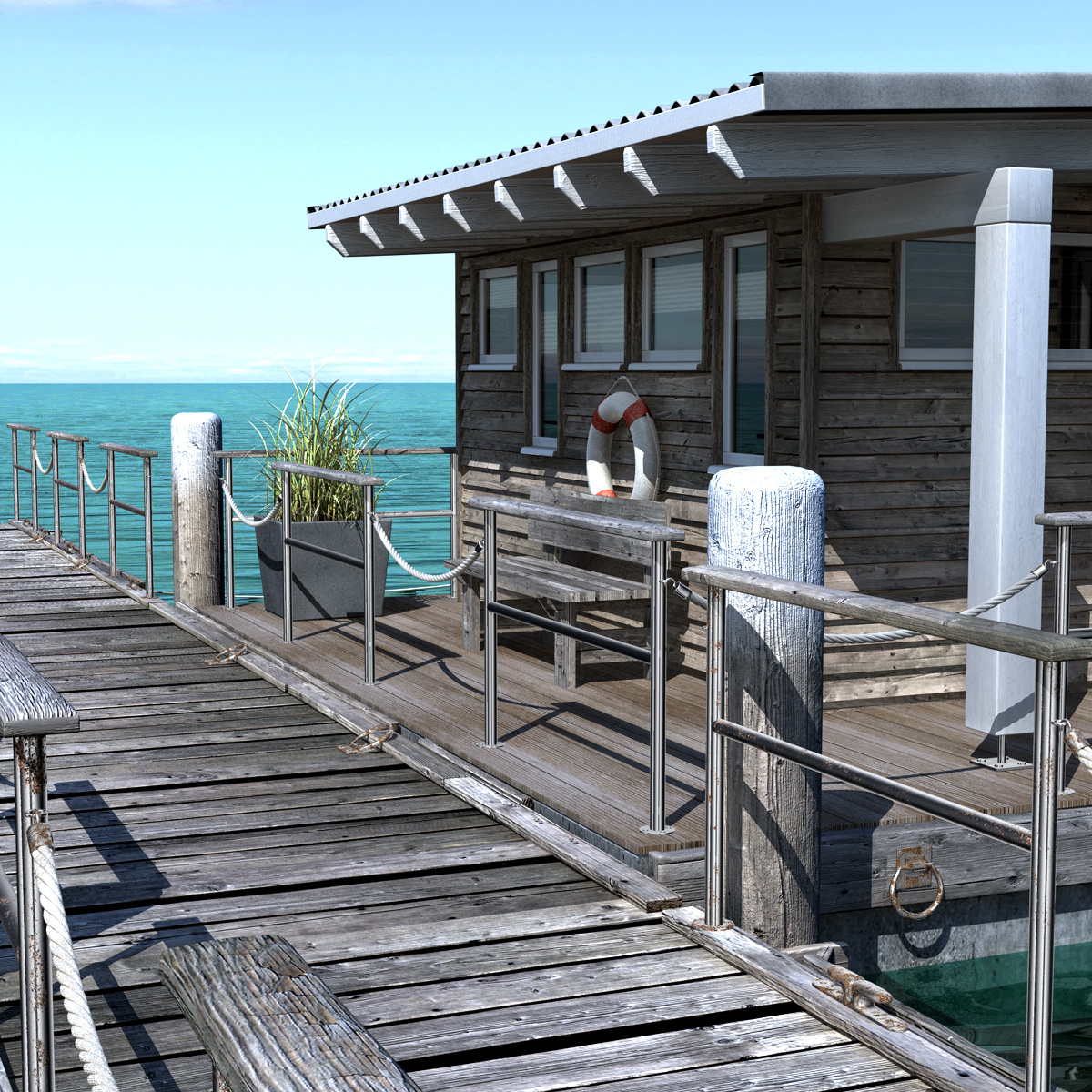 3d model modeled floating house