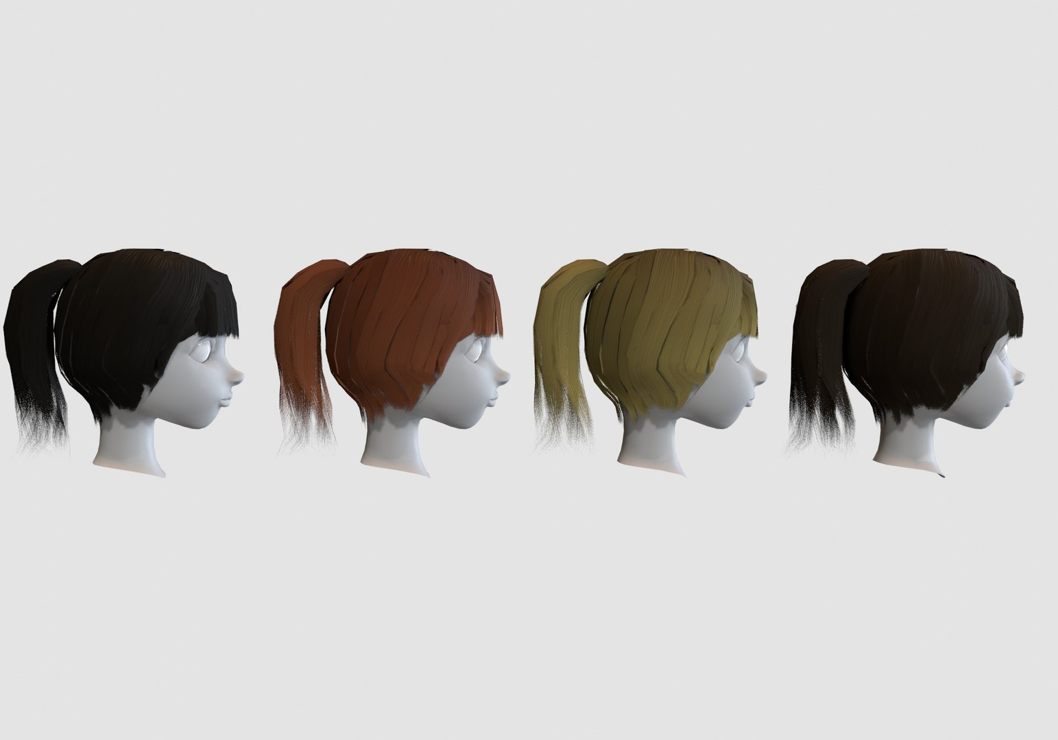 3D Hairstyle In 4 Colors - TurboSquid 1899393
