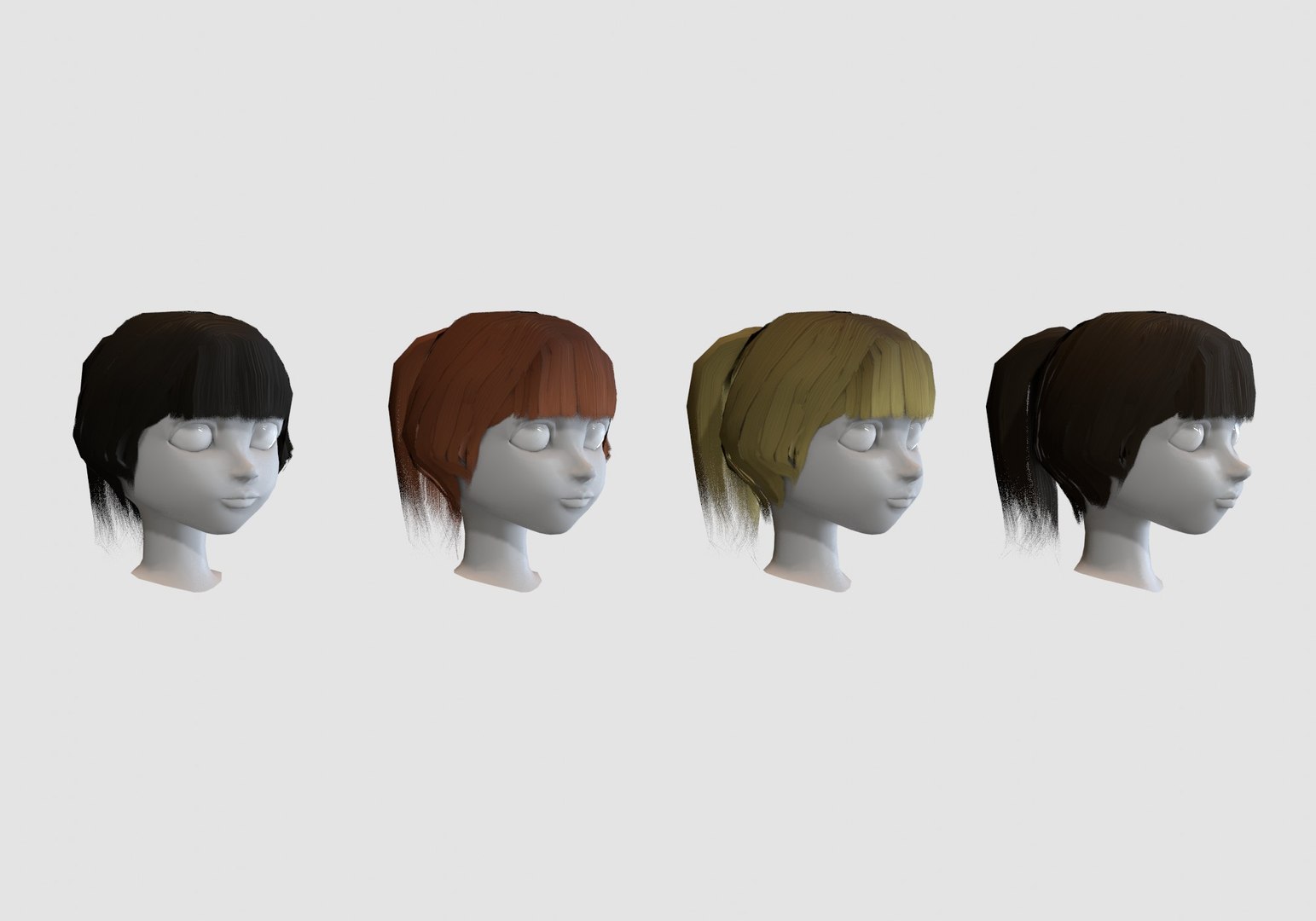 3D Hairstyle In 4 Colors - TurboSquid 1899393