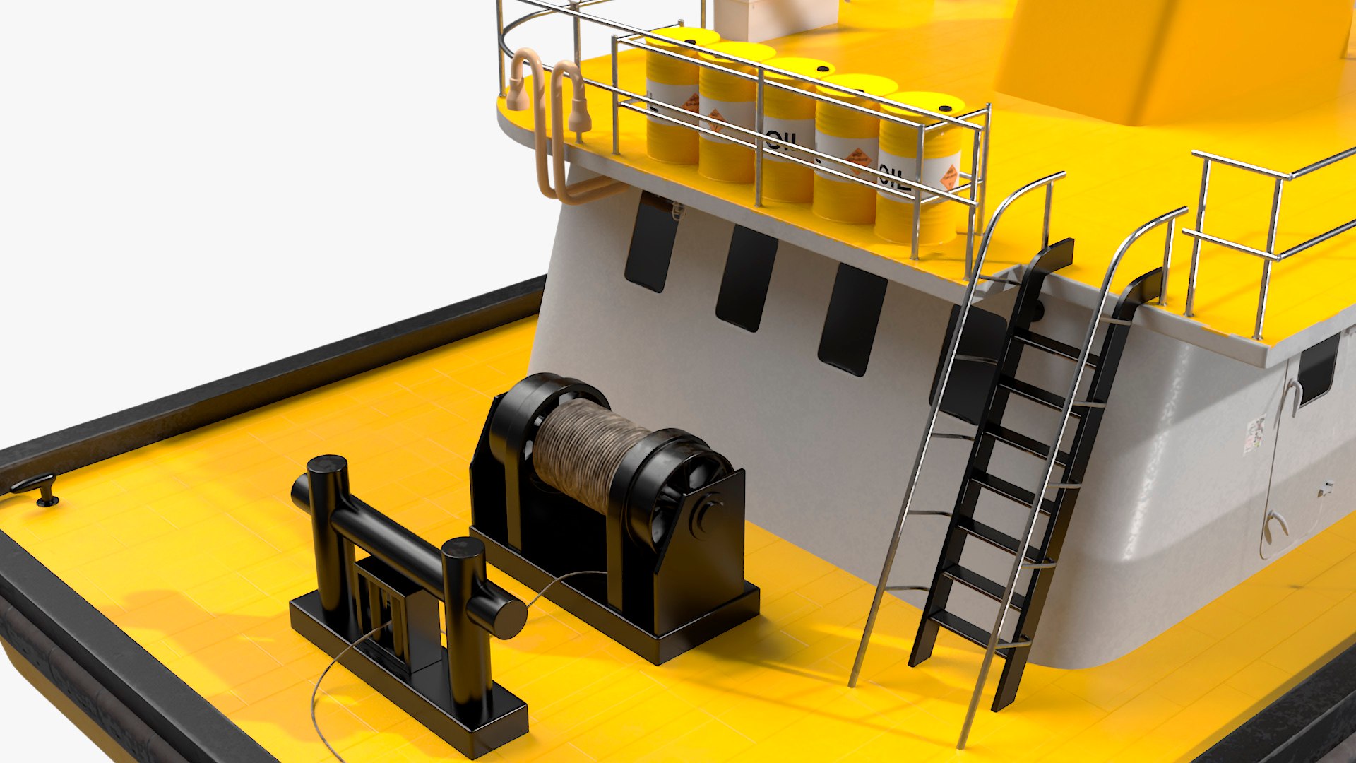 Push Boat Ship With Pontoon Barge On Water Model - TurboSquid 2373180