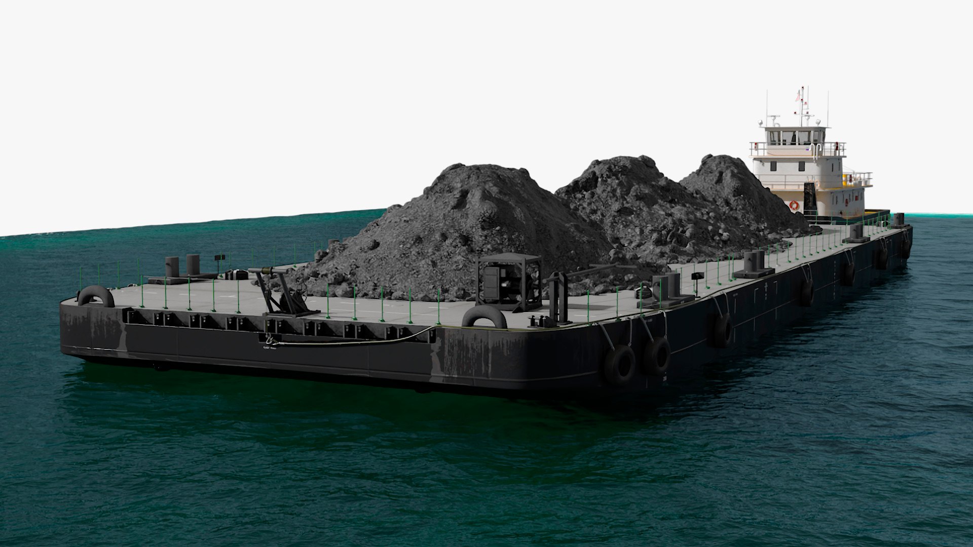 Push Boat Ship With Pontoon Barge On Water Model - TurboSquid 2373180