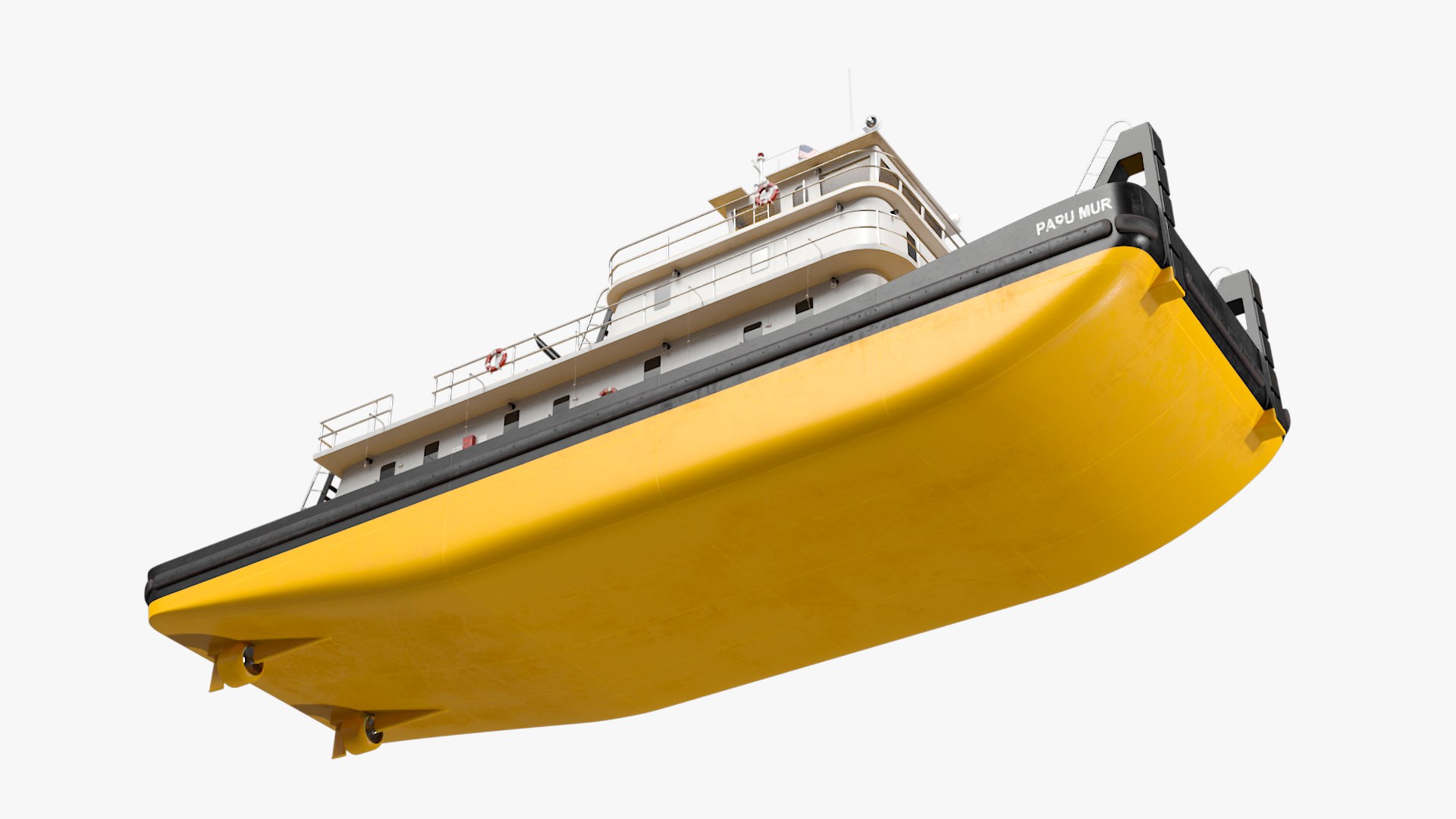 Push Boat Ship With Pontoon Barge On Water Model - TurboSquid 2373180