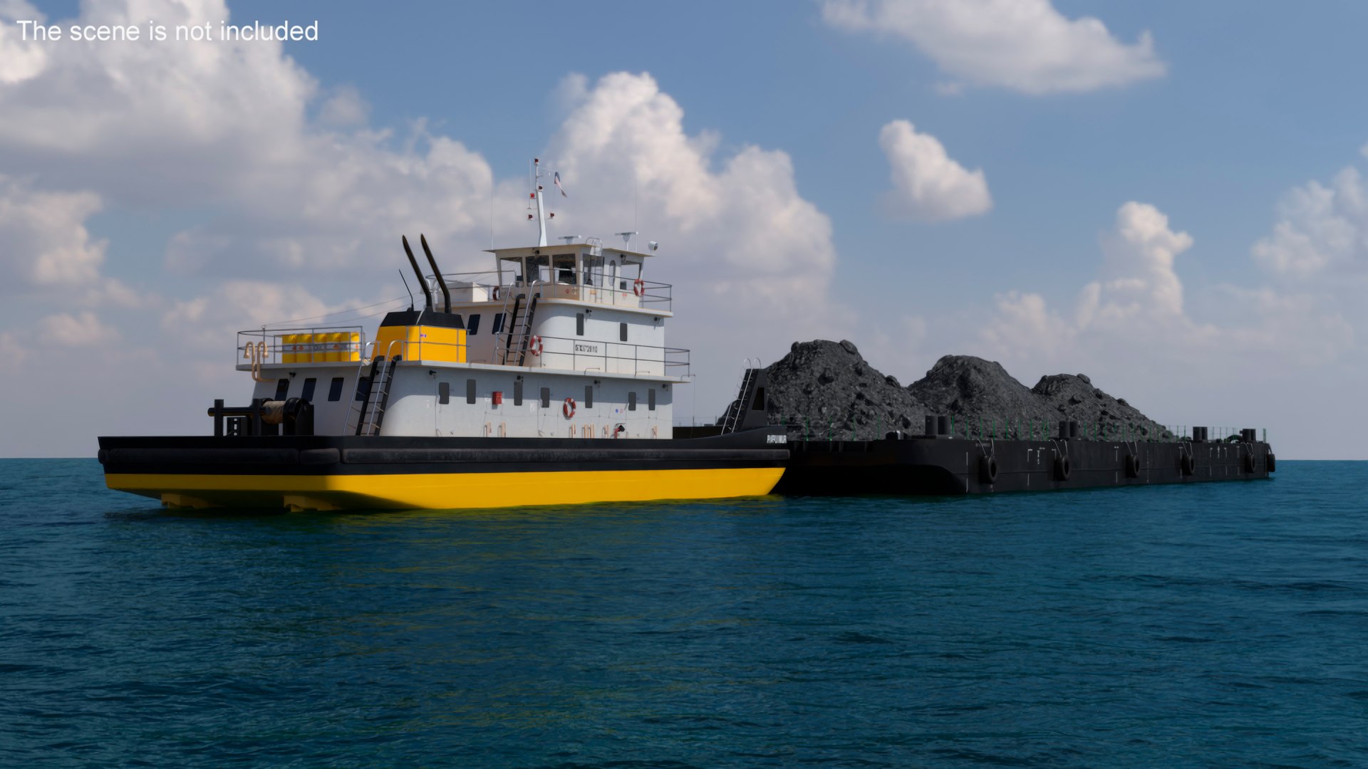 Push Boat Ship With Pontoon Barge On Water Model - TurboSquid 2373180