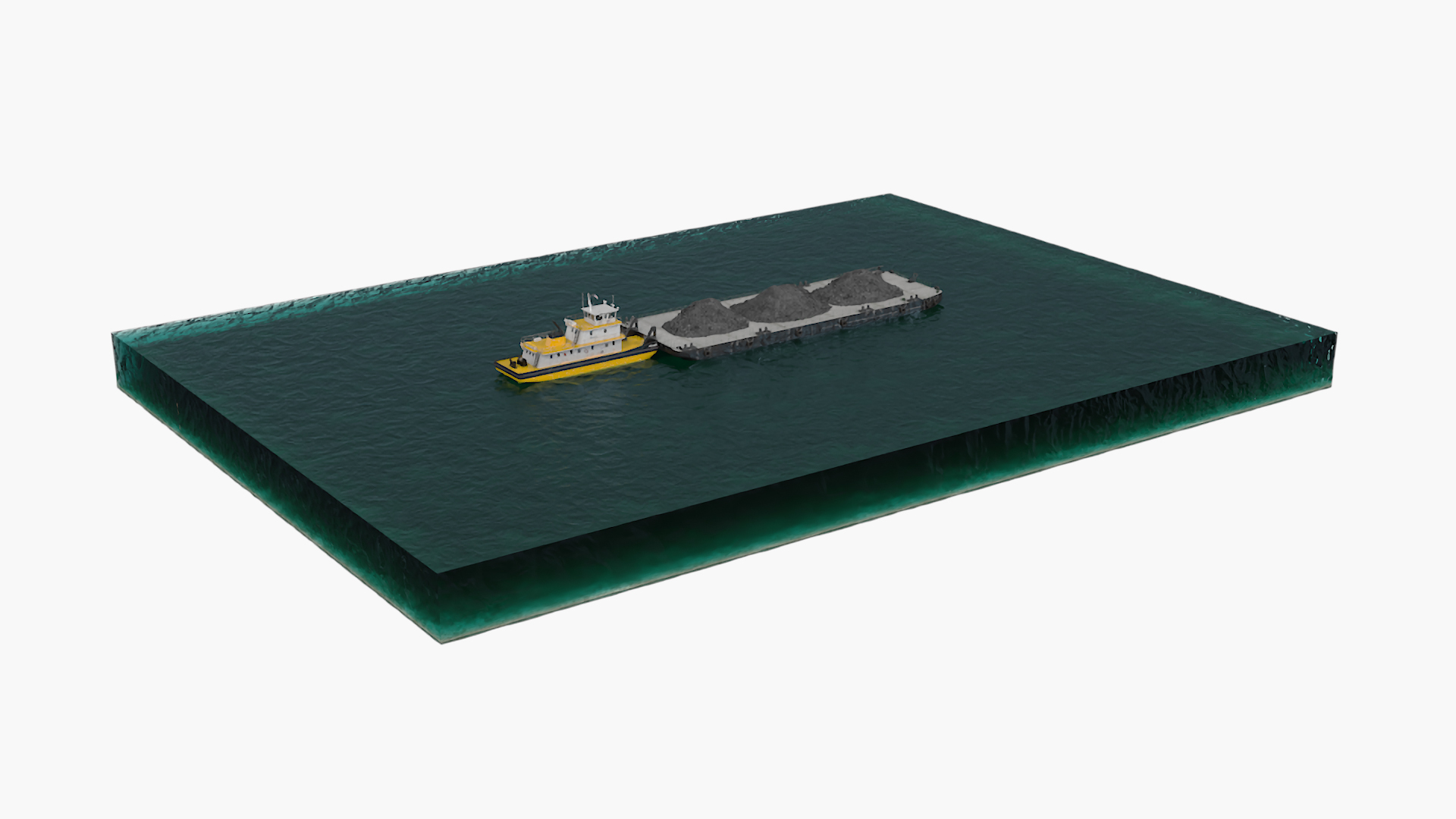 Push Boat Ship With Pontoon Barge On Water Model - TurboSquid 2373180