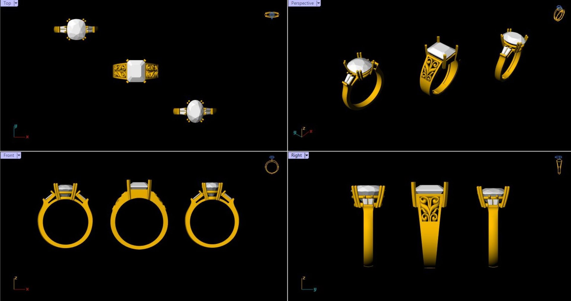 3D Model Diamond Gents Ring - 3 Pis - 008 - TurboSquid 2330255