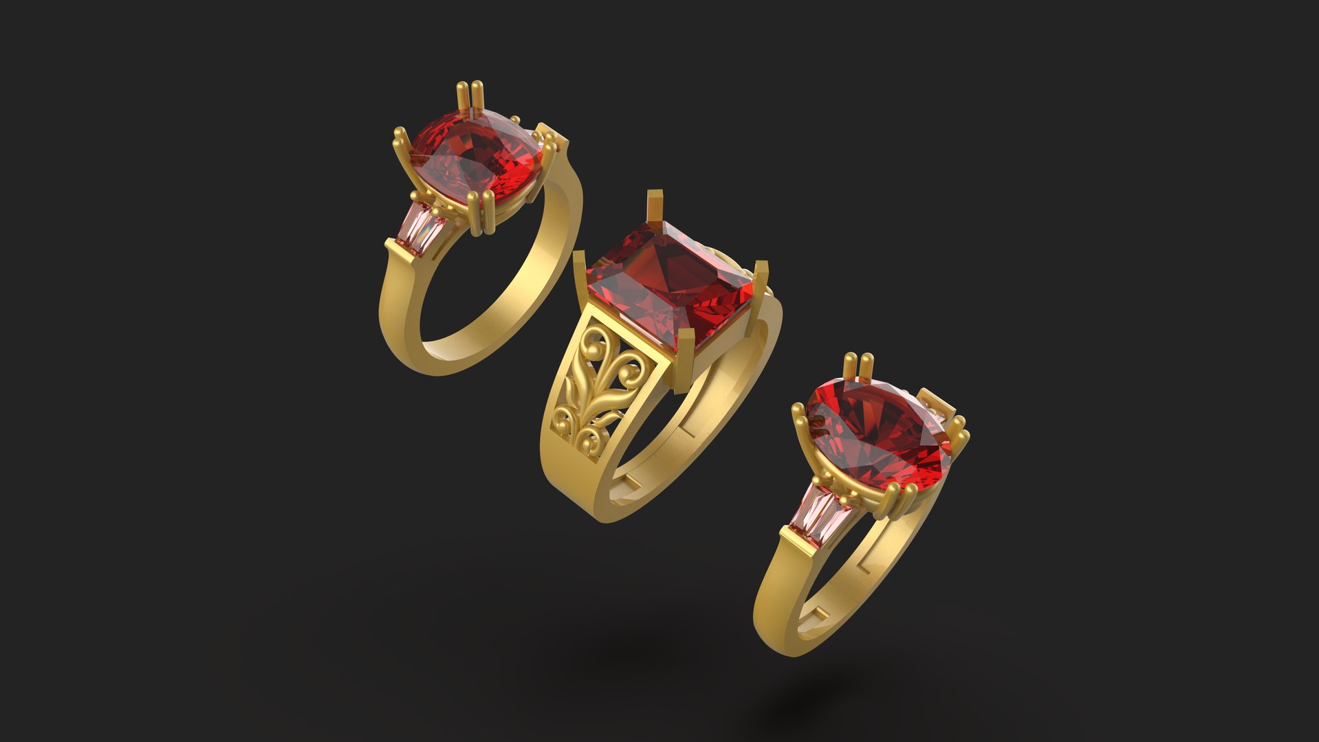 3D Model Diamond Gents Ring - 3 Pis - 008 - TurboSquid 2330255