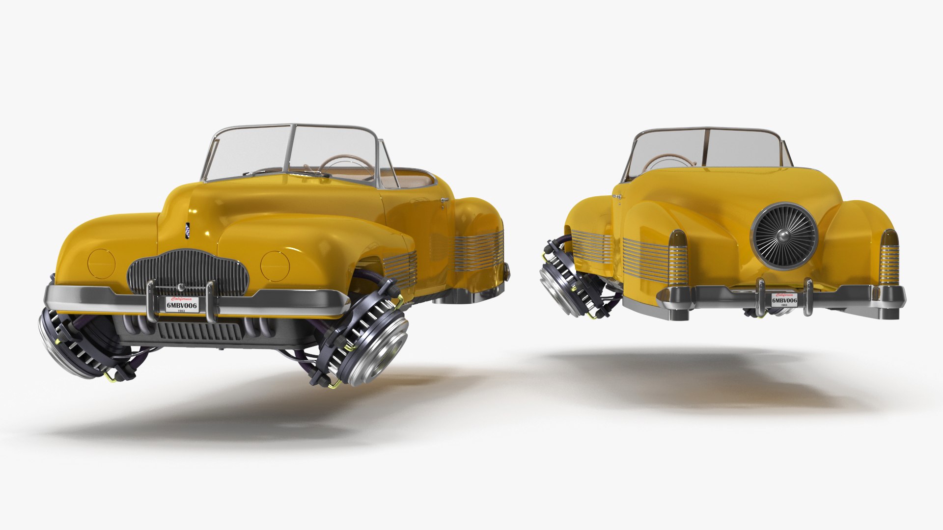 Sci Fi Hover Car Retro New Yellow 3D model - TurboSquid 2092685