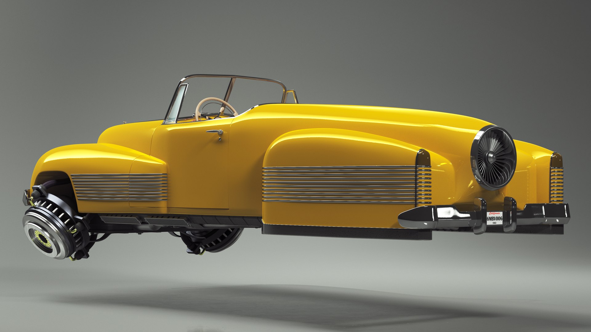 Sci Fi Hover Car Retro New Yellow 3D model - TurboSquid 2092685