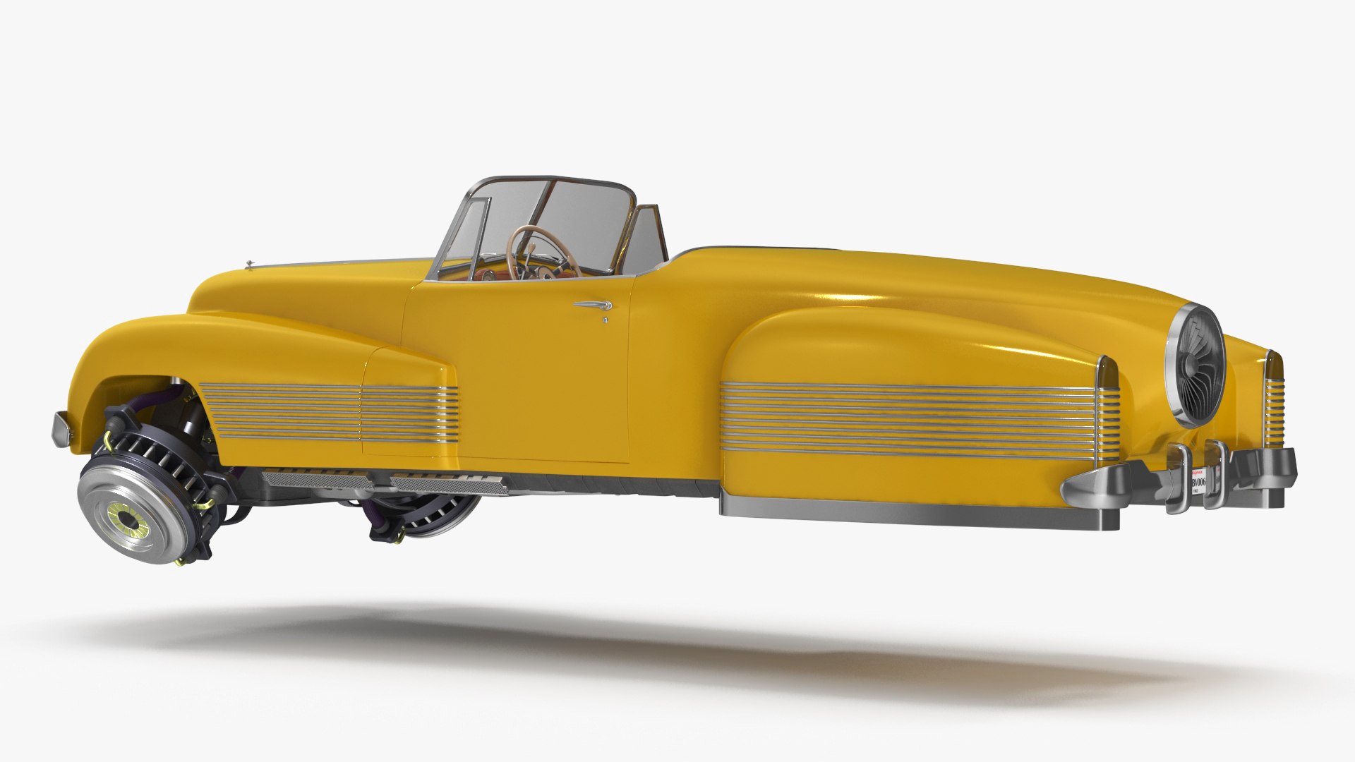 Sci Fi Hover Car Retro New Yellow 3D model - TurboSquid 2092685
