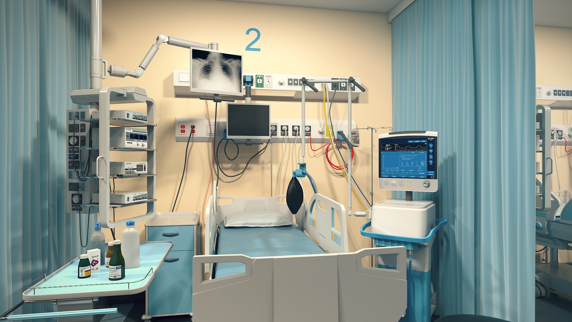 Icu Scene Model - TurboSquid 1533489