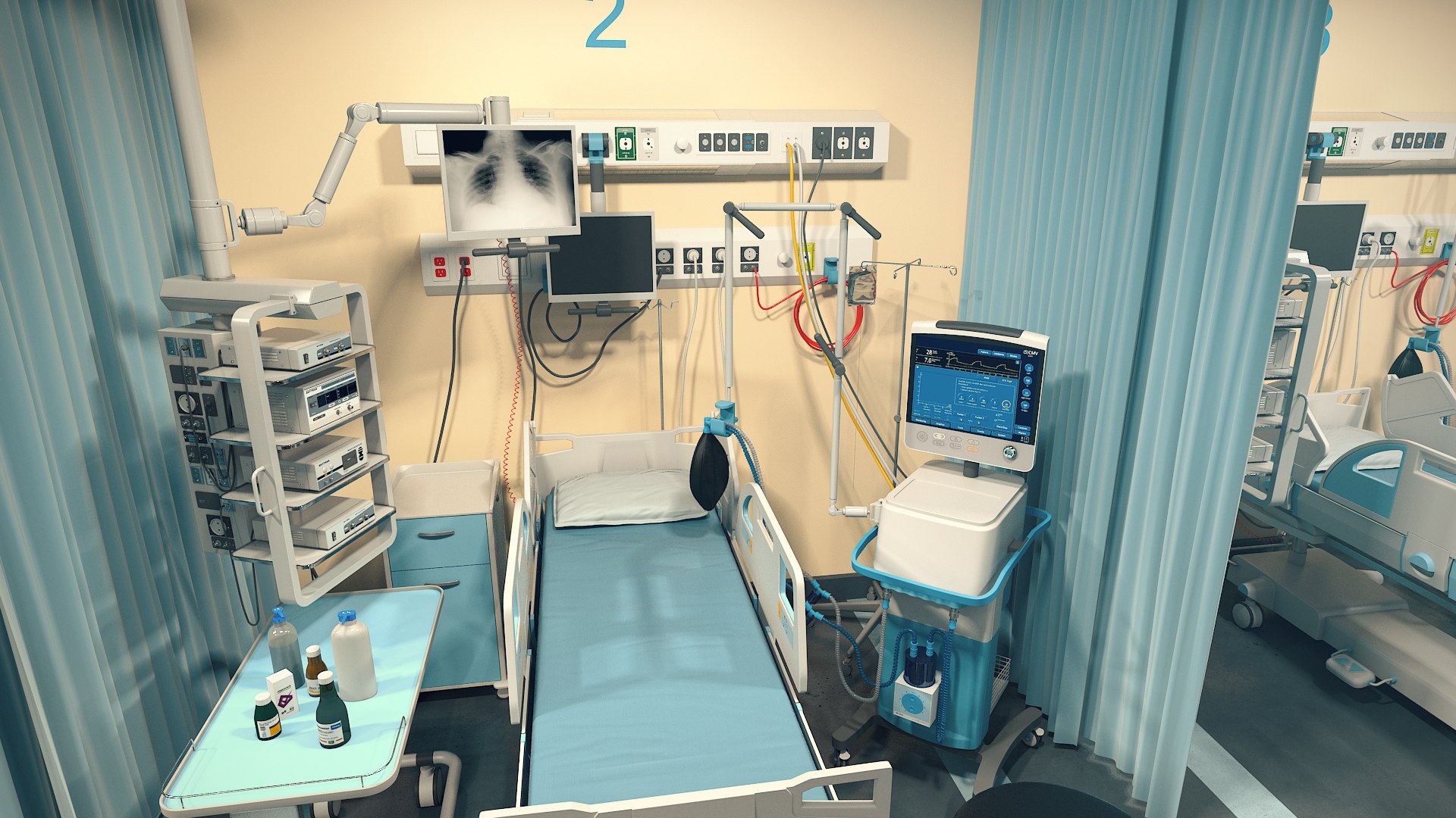 Icu Scene Model - TurboSquid 1533489