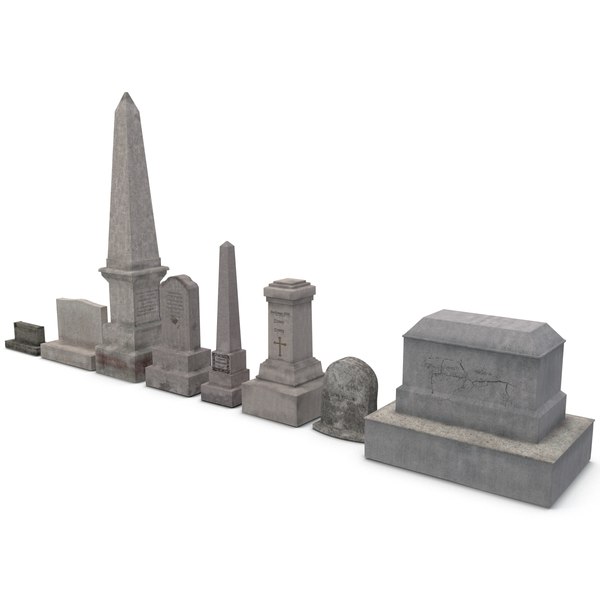 cemetery graves set 3d model