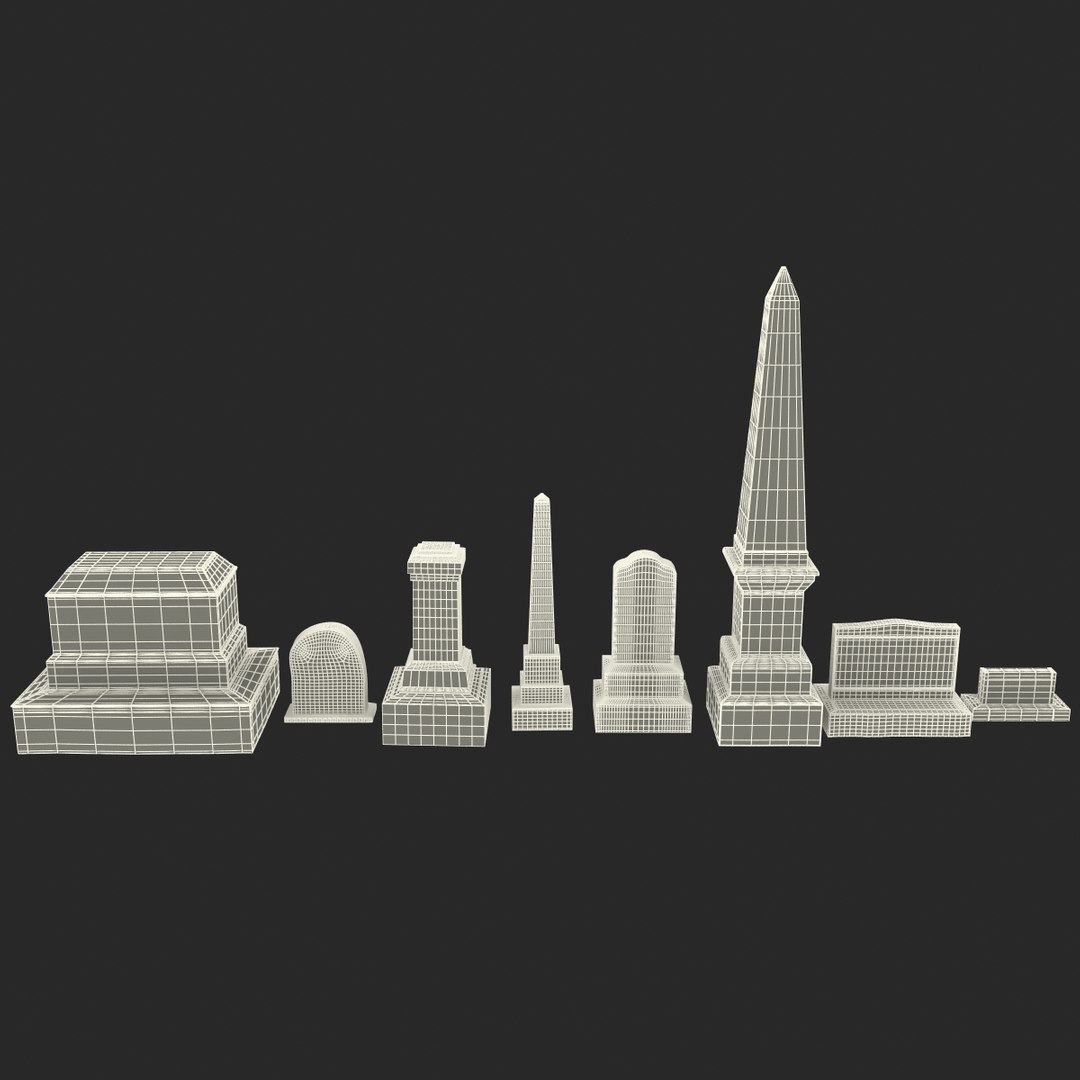 Cemetery Graves Set 3d Model