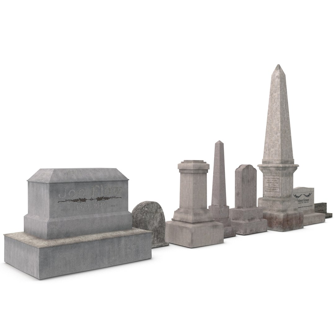 cemetery graves set 3d model