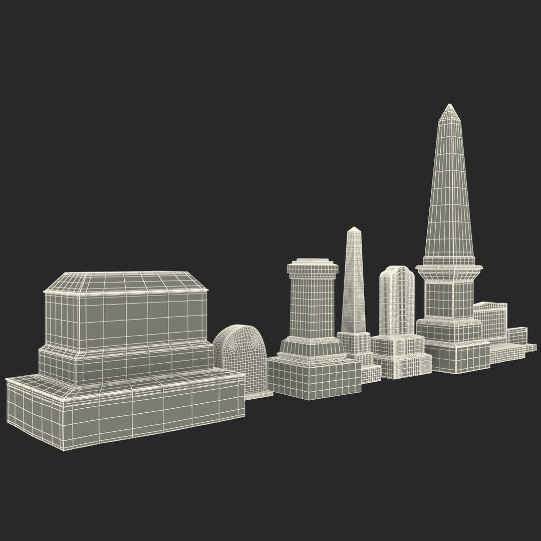 Cemetery Graves Set 3d Model
