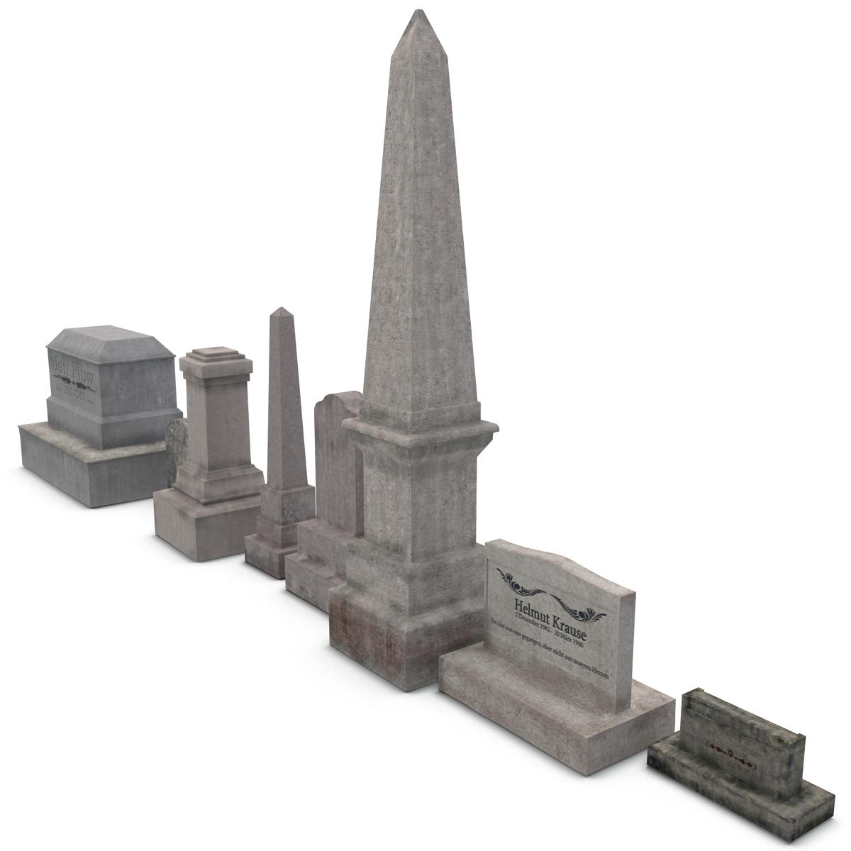 cemetery graves set 3d model