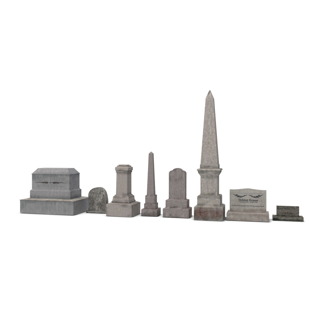 cemetery graves set 3d model