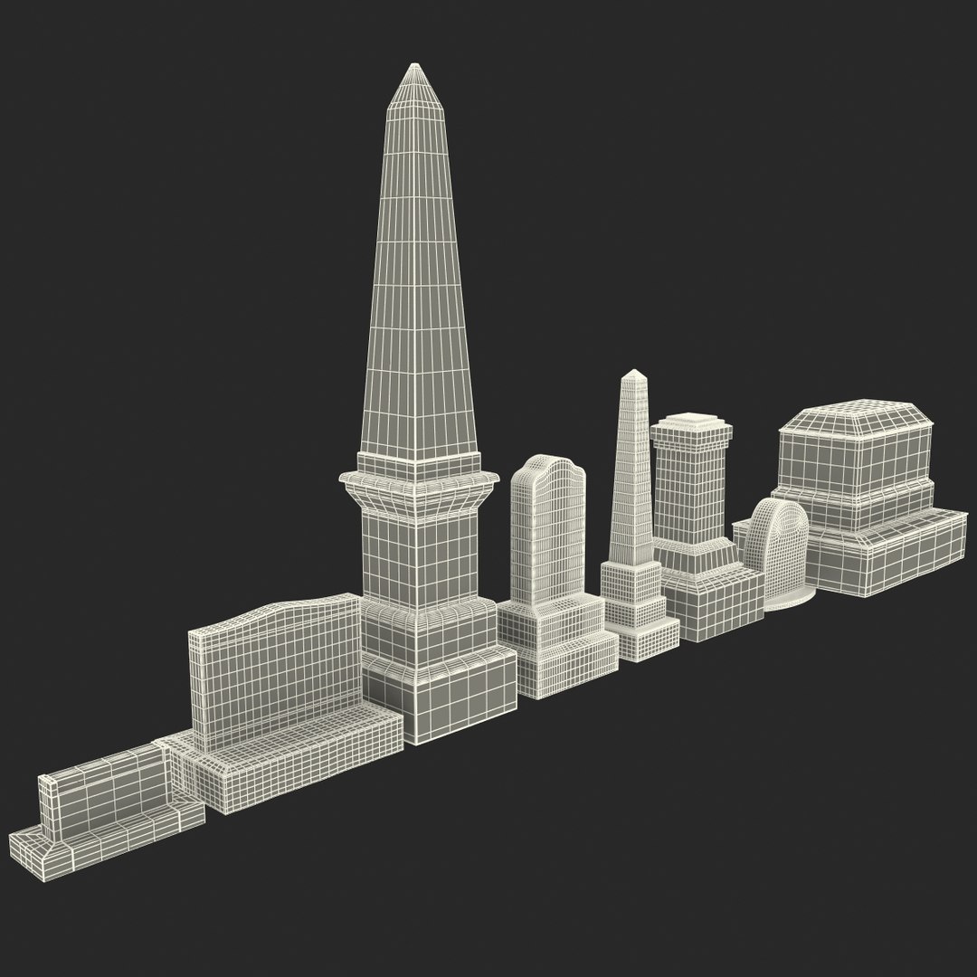 Cemetery Graves Set 3d Model