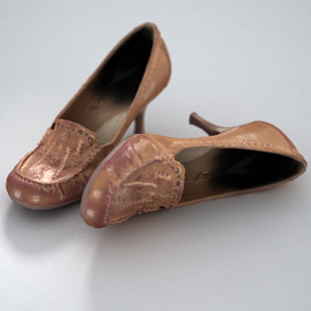 Brown Leather Shoes Women 3d Model