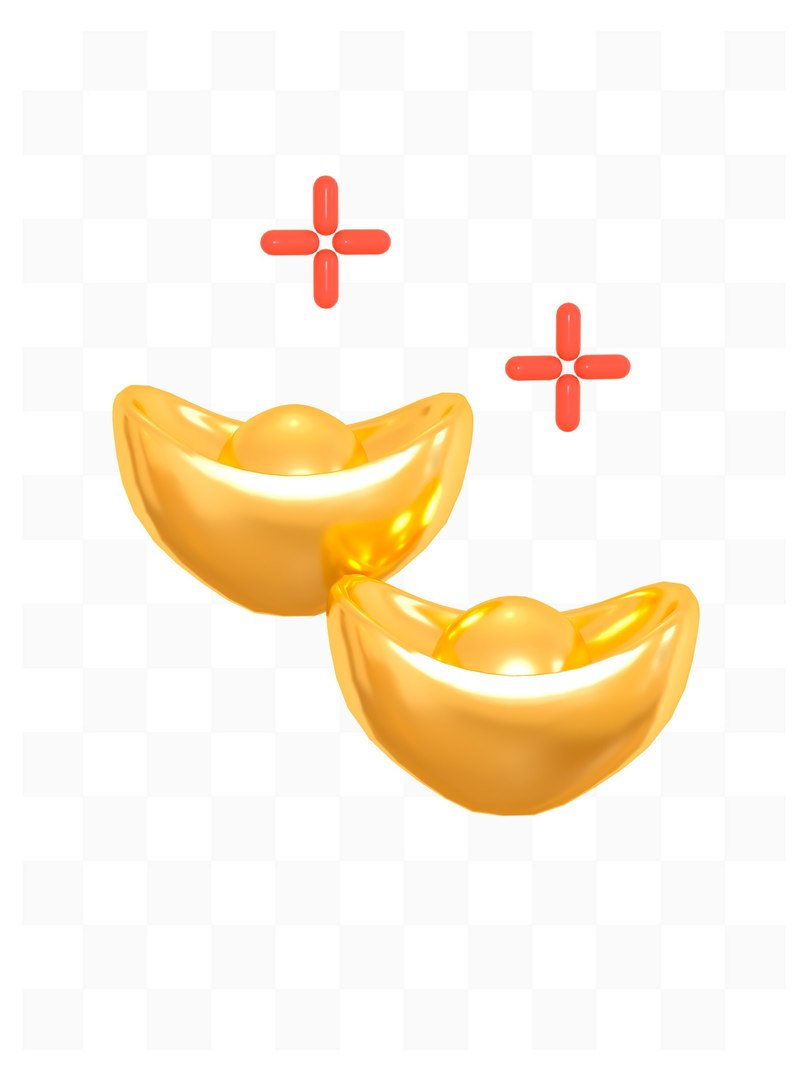 Spring Festival Icon Element Gold 3D Model - TurboSquid 2027176