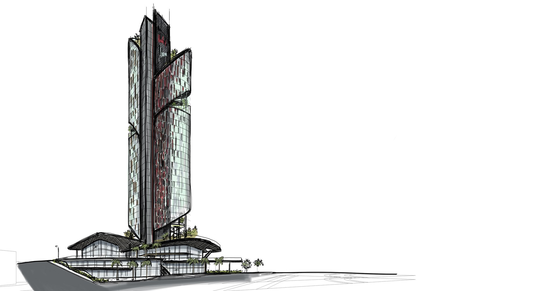 3D Modern Urban Unique Skyscraper In The Heart Of The City 3D Model ...