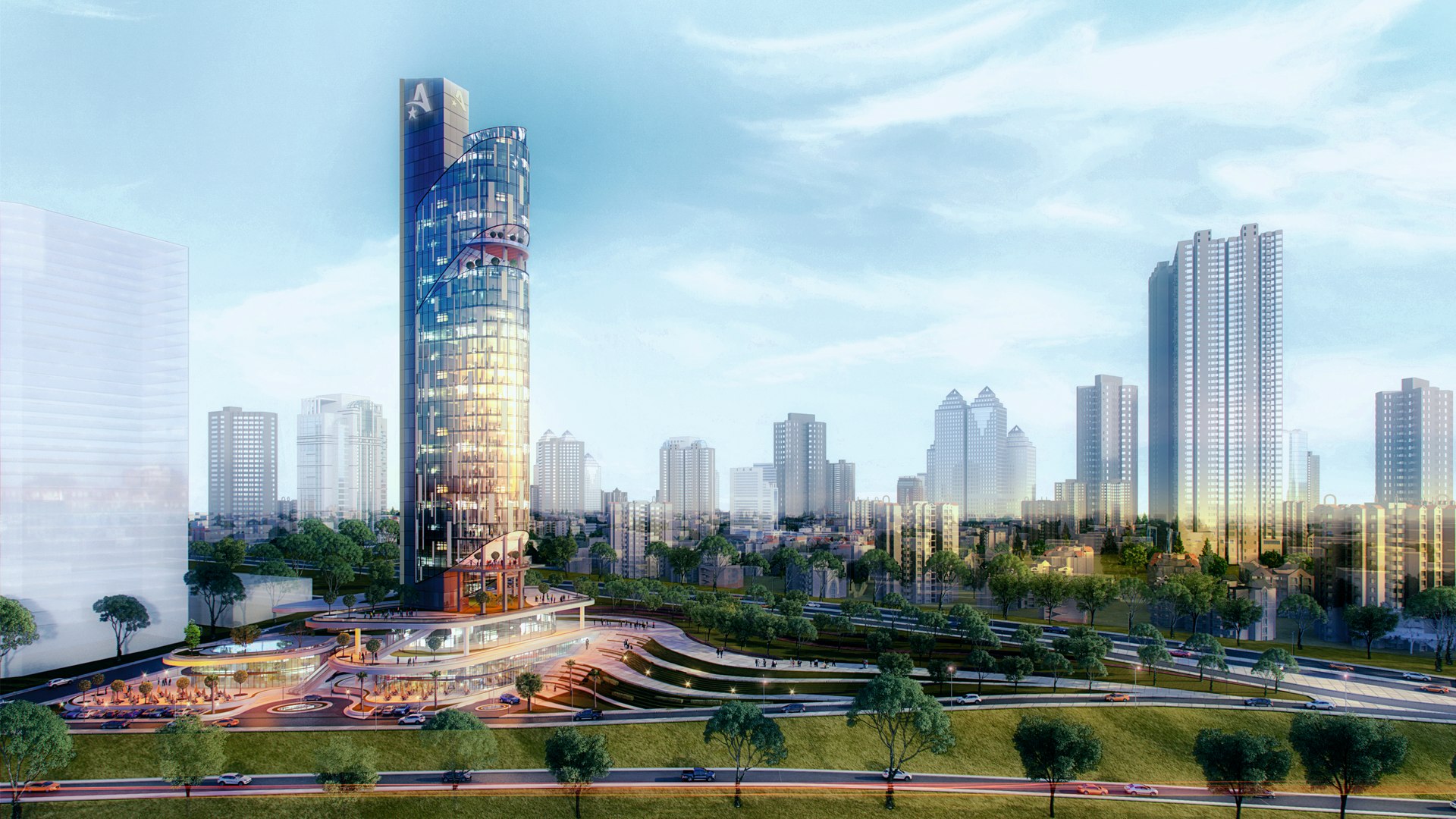 3D Modern Urban Unique Skyscraper In The Heart Of The City 3D Model ...