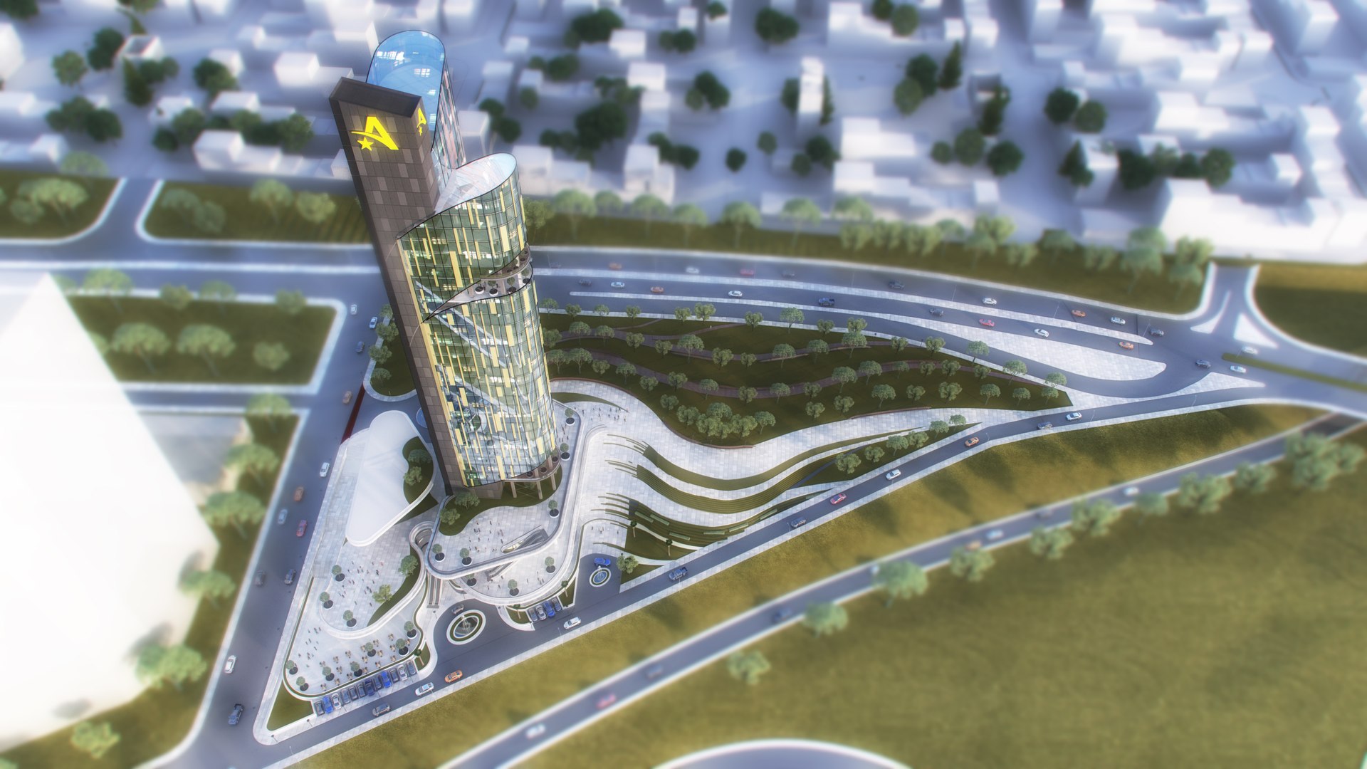 3D Modern Urban Unique Skyscraper In The Heart Of The City 3D Model ...