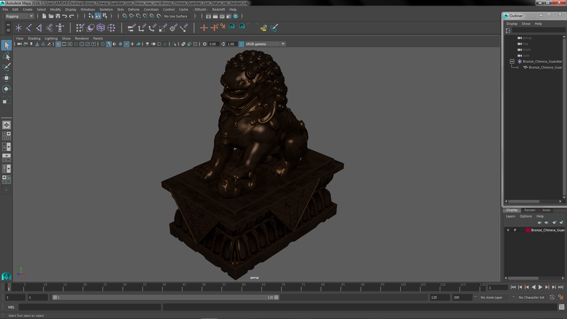 3D Bronze Chinese Guardian Lion Statue Model - TurboSquid 2062986