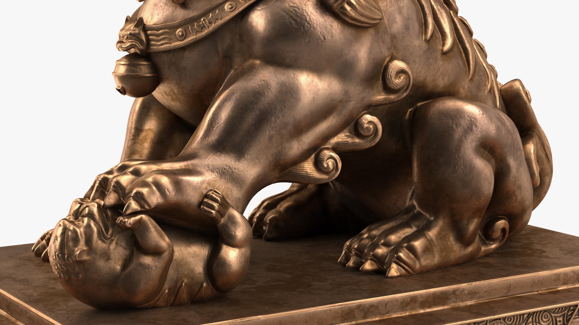 3D Bronze Chinese Guardian Lion Statue model - TurboSquid 2062986