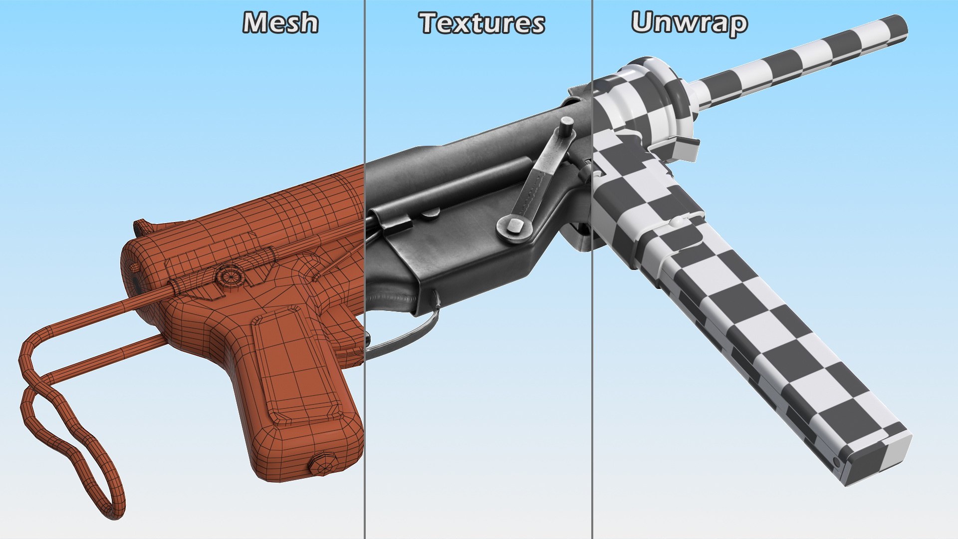 M3 Grease Gun Submachine Gun 45 Caliber 3D model - TurboSquid 1772286