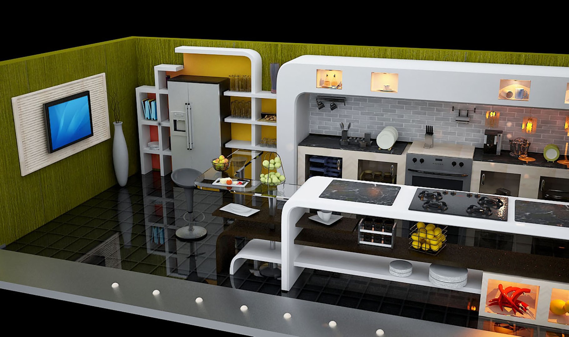 3D Virtual Kitchen Set TV Studio - TurboSquid 1832392