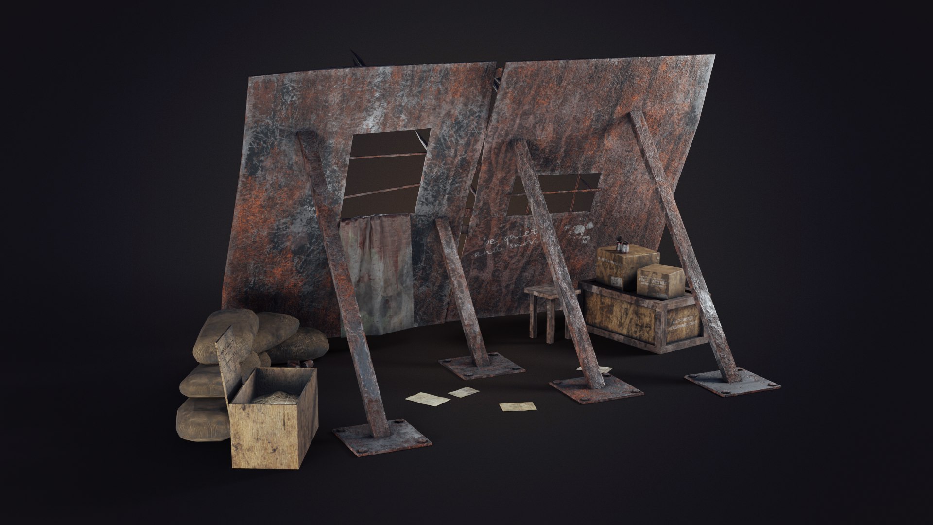 Props Shield Surviving 3D Model - TurboSquid 1598536