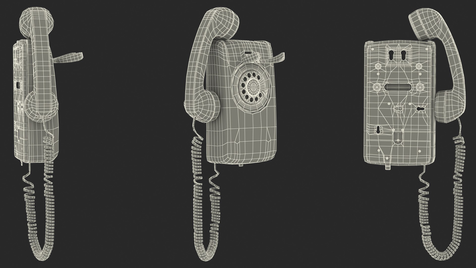 3D model Vintage Landline Rotary Wall Phone Green - TurboSquid 1794536