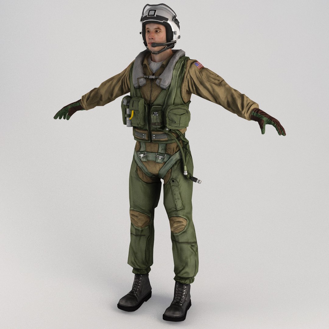 Military Pilot V2 Static 3d Model