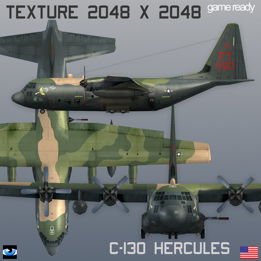 Gunship Ghost Rider Lockheed C-130 3d 3ds