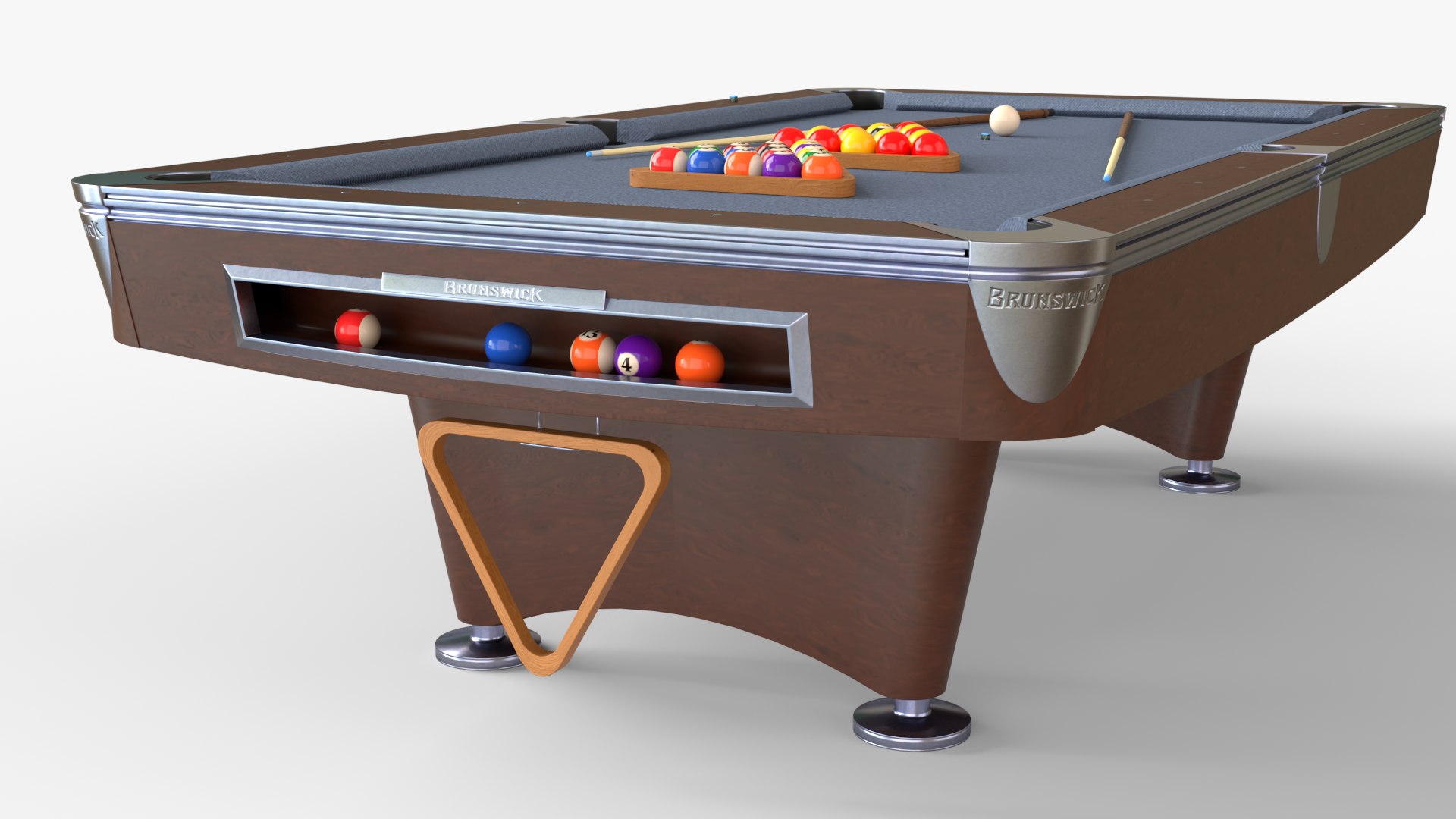 Brunswick Billiard Tabl Width Balls Sticks And Chalk 3D Model ...