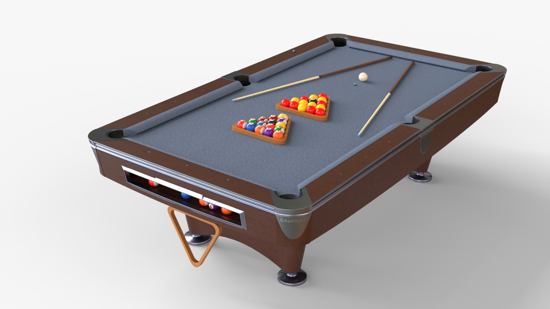 Brunswick Billiard Tabl Width Balls Sticks And Chalk 3D Model ...