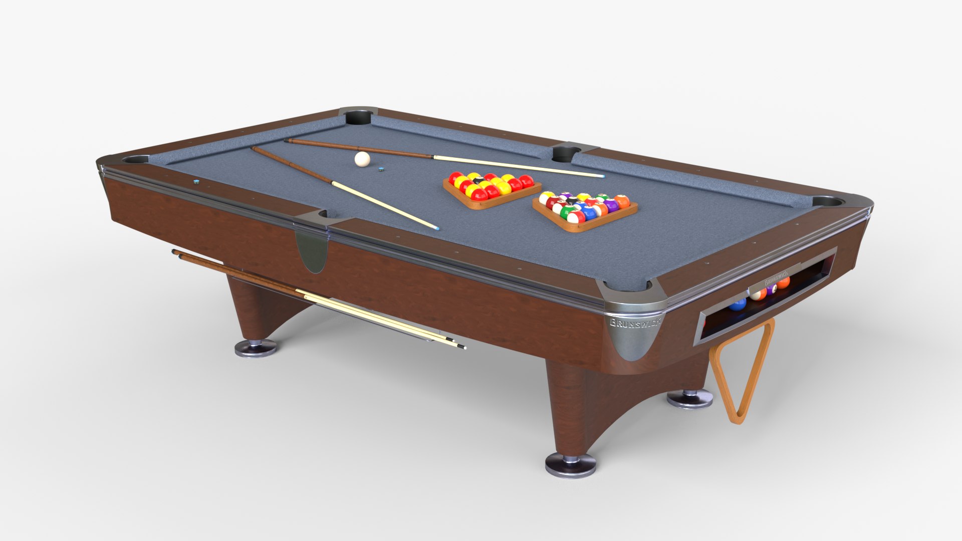 Brunswick Billiard Tabl Width Balls Sticks And Chalk 3D Model ...