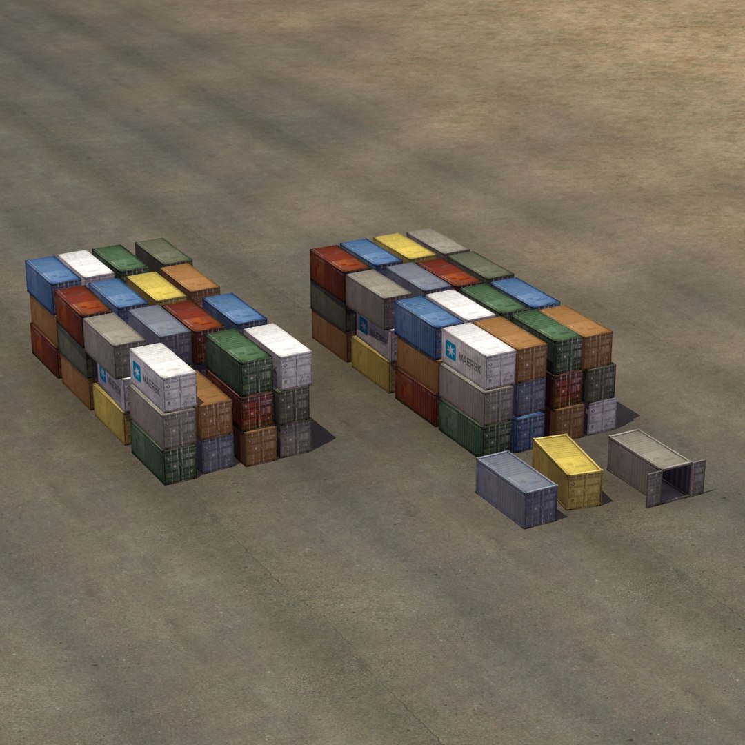 Stack Iso Shipping Containers 3d Max