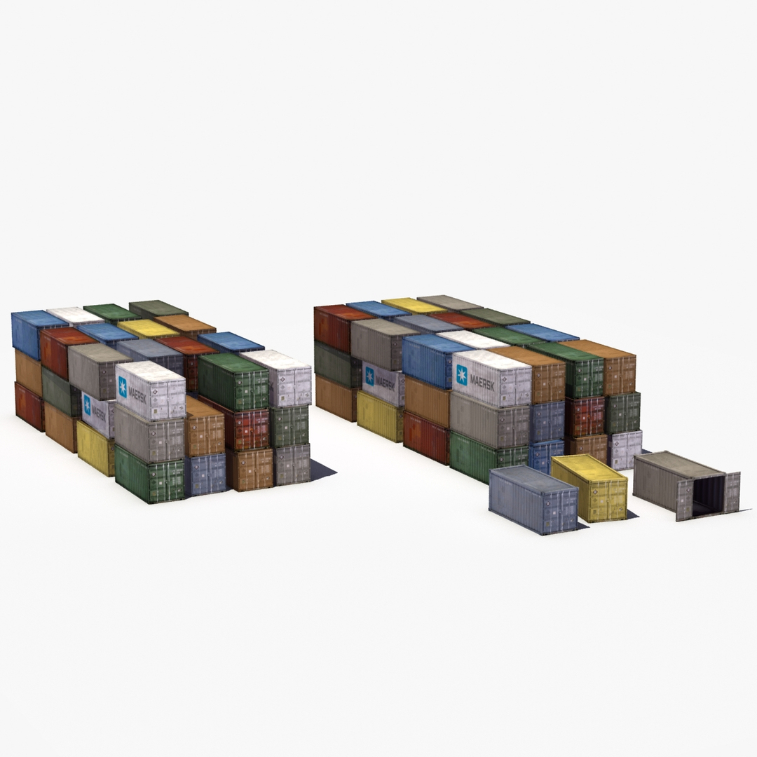 stack iso shipping containers 3d max